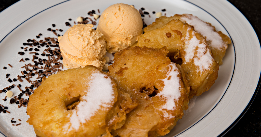 Pineapple Fritters with Vanilla Ice Cream and Cocoa Nibs (50 Minutes ...